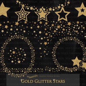 Gold Stars, Gold Glitter, Star Digital, Stars Clip Art - Instant ...