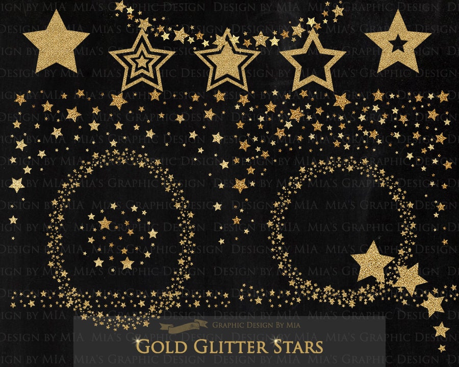 Gold Stars, Gold Glitter, Star Digital, Stars Clip Art - Instant ...