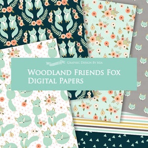 Fox Clipart, Mint Fox, Woodland Friends, Fox Digital, Fox Clip Art ...