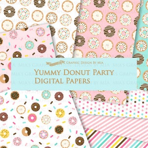 Donut, Yummy Donut Party, Doughnut, Donut Sprinkle Digital Paper Pack ...