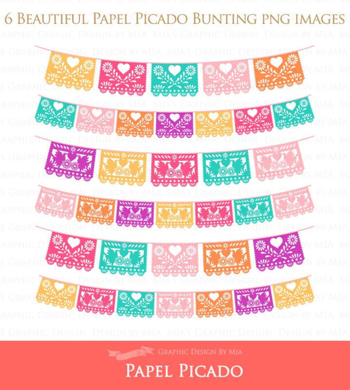 Papel Picado Clipart Mexican Bunting Banner Fiesta Bunting - Etsy Canada