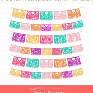 Papel Picado Clipart, Mexican Bunting Banner, Fiesta Bunting Banner ...