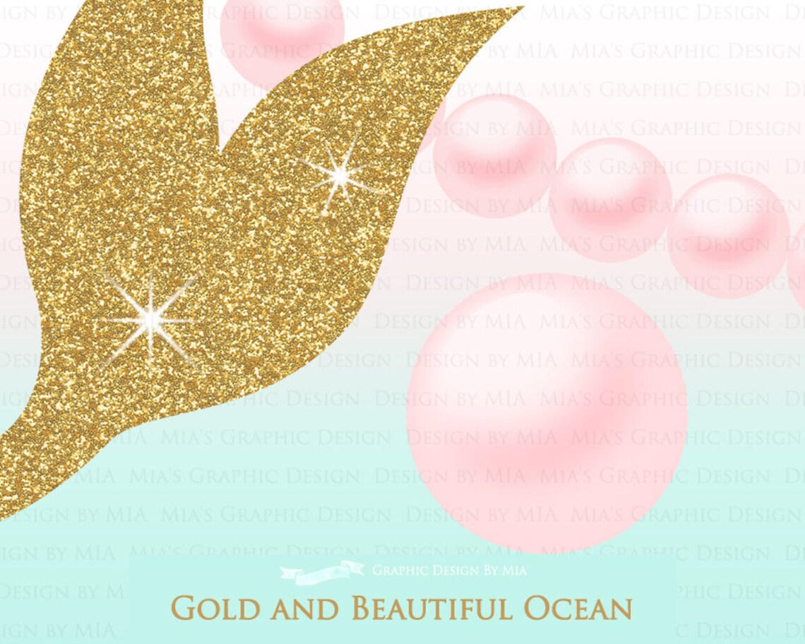 Gold Mermaid Clip Art Instant Download CA130 - Etsy
