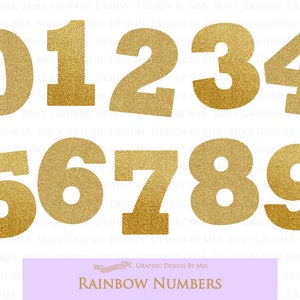 Gold Numbers, Gold Glitter Numbers, Numbers Clip Art - Instant Download ...