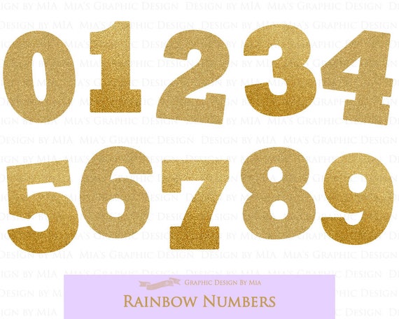 Gold Numbers Gold Glitter Numbers Numbers Clip Art Instant | Etsy