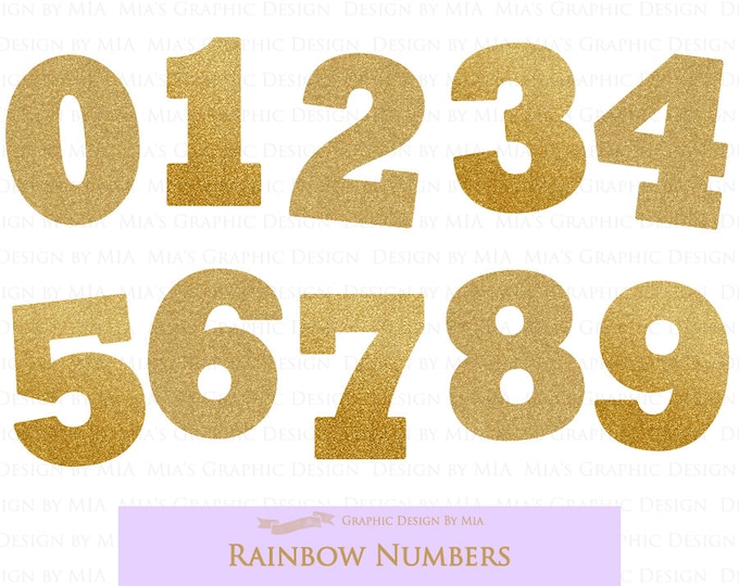 Gold Numbers Gold Glitter Numbers Numbers Clip Art Instant - Etsy