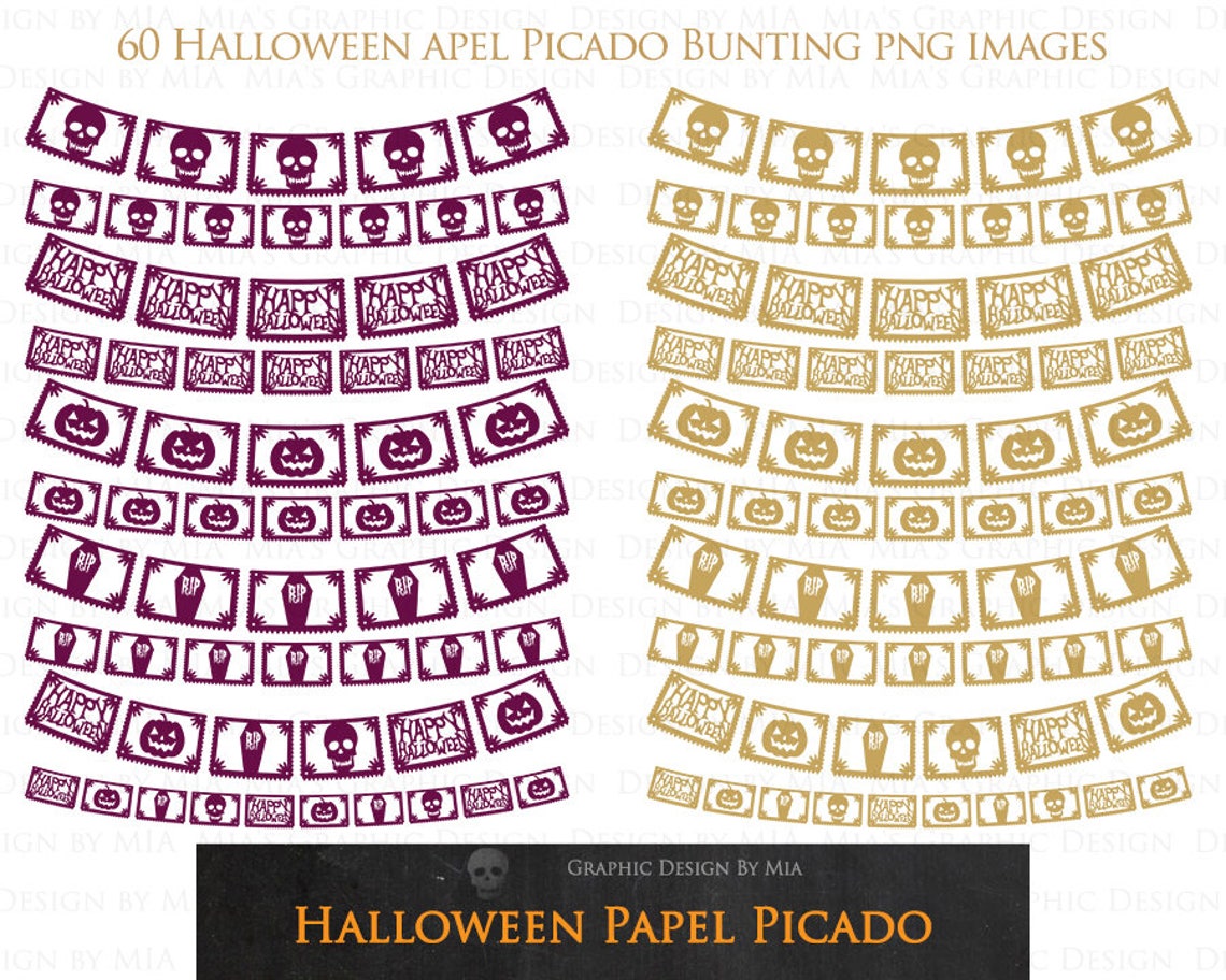 Halloween Papel Picado, Halloween Bunting, Day of the Dead Decoration ...