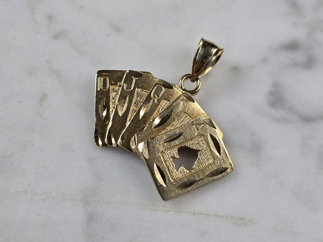 Womens Vintage Estate 10K Gold Royal Flush Poker Pendant 3.8g E4262 - Etsy
