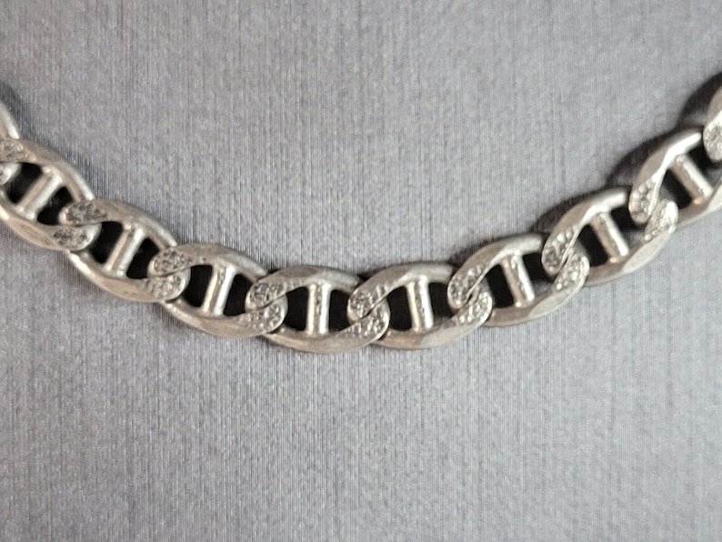 Mens Vintage Estate Sterling Silver Reversible Chain Link Necklace 46 ...