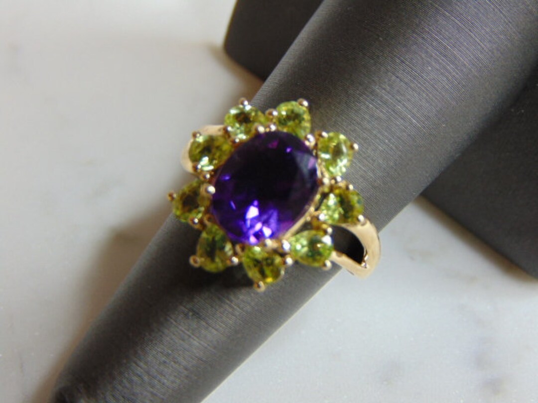 Womens Vintage Estate 14k Gold Amethyst Andradite Ring 5.6g E723 - Etsy
