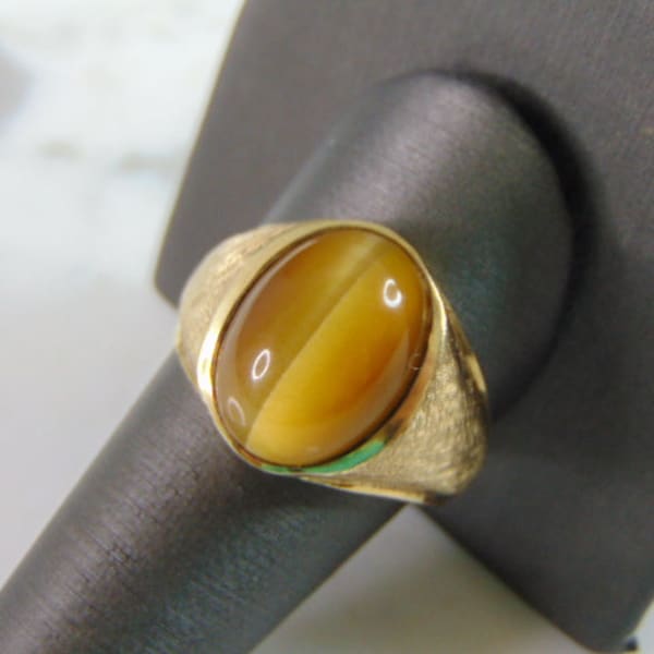 Mens Vintage 14k Gold Tiger Eye Ring - Etsy