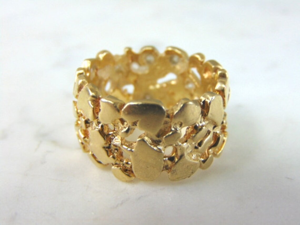 Mens Vintage Estate 14K Gold Diamond Nugget Ring 17.3g E803 - Etsy
