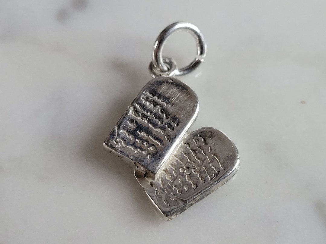 Sterling Silver Jewish Catholic Religious Ten Commandments Pendant 2.6g ...