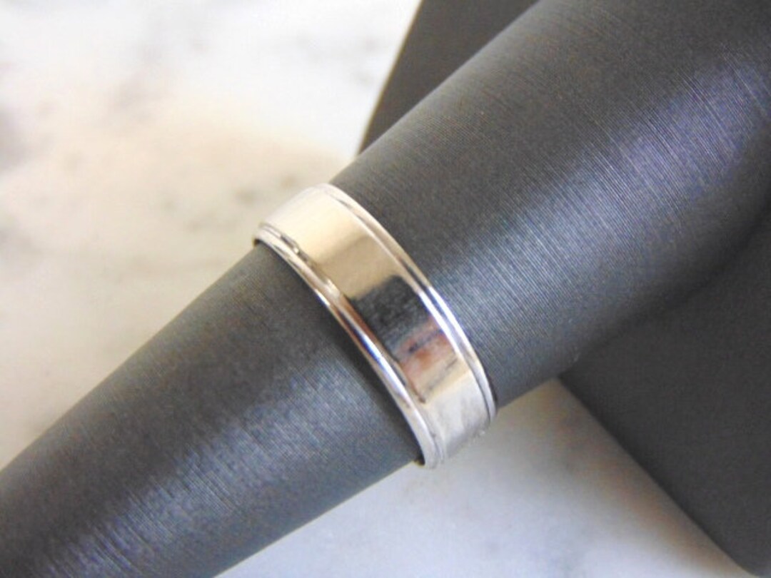 Mens Estate 10K White Gold Frederick Goldman Wedding Band Ring 2.7g ...