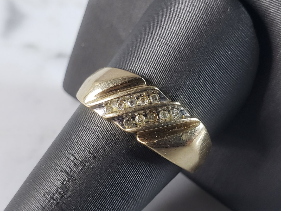 Mens Vintage Estate 10k Yellow Gold Diamond Ring 4.2g #E1280 - Etsy