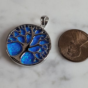 Womens Sterling Silver Blue Opal Tree of Life Pendant 6.2g E6001 - Etsy