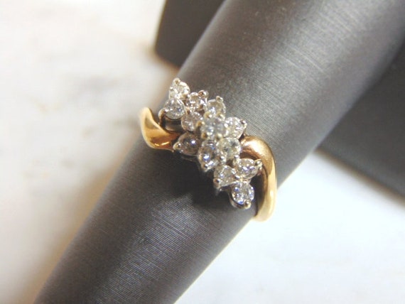 Vintage Estate Women's 14K Yellow Gold Diamond Cluster - Etsy