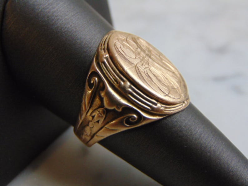 Mens Vintage Estate 10K Yellow Gold Signet Ring 9.3g E3316 | Etsy