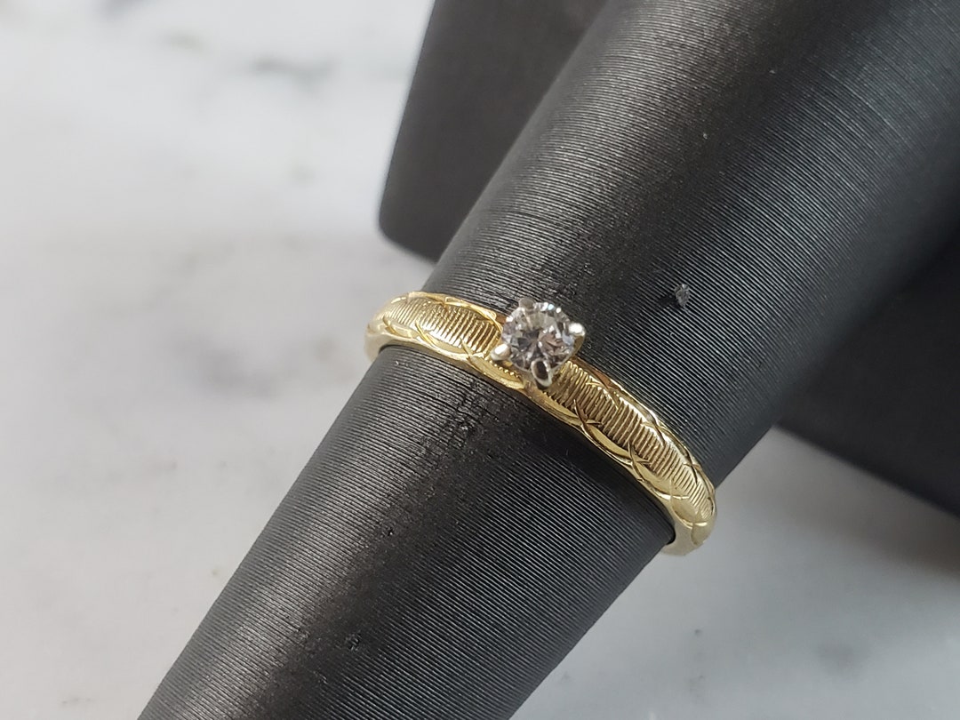 Womens Vintage Estate 14k Gold Artcarved Diamond Ring 2.1g E1066 - Etsy