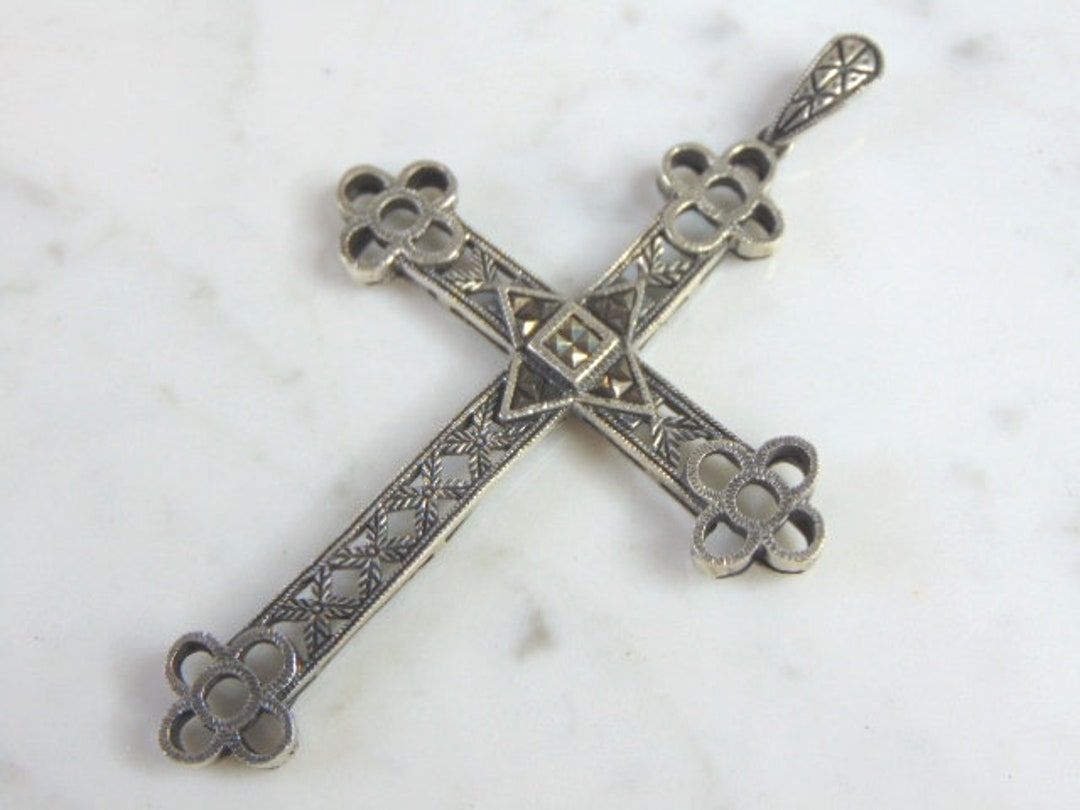 Vintage Estate Sterling Silver Religious Cross Pendant 14.0g E1136 - Etsy