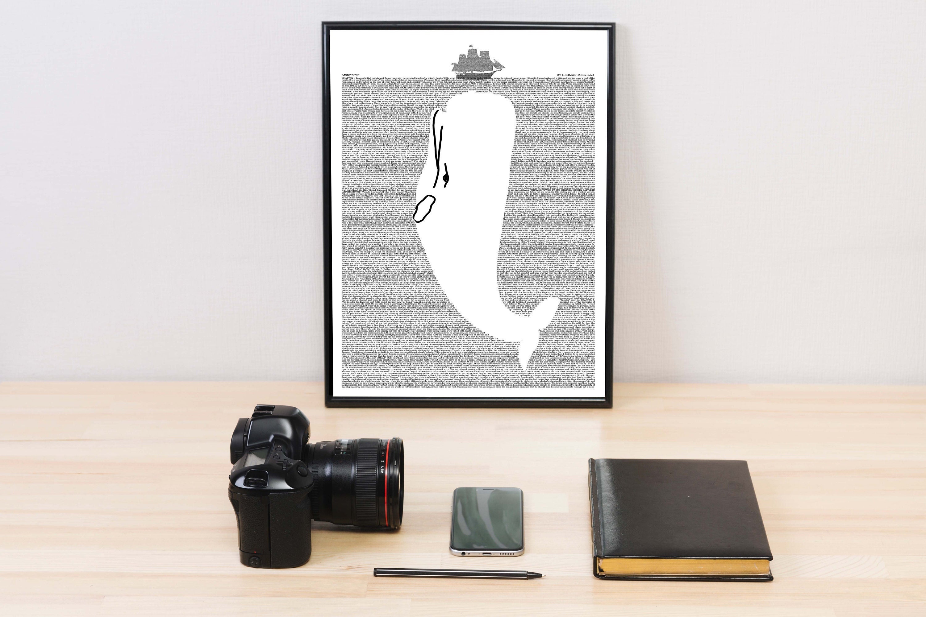 Whale Wall Art | Moby Dick | Moby Dick Wall Art | Book Lover Gift ...