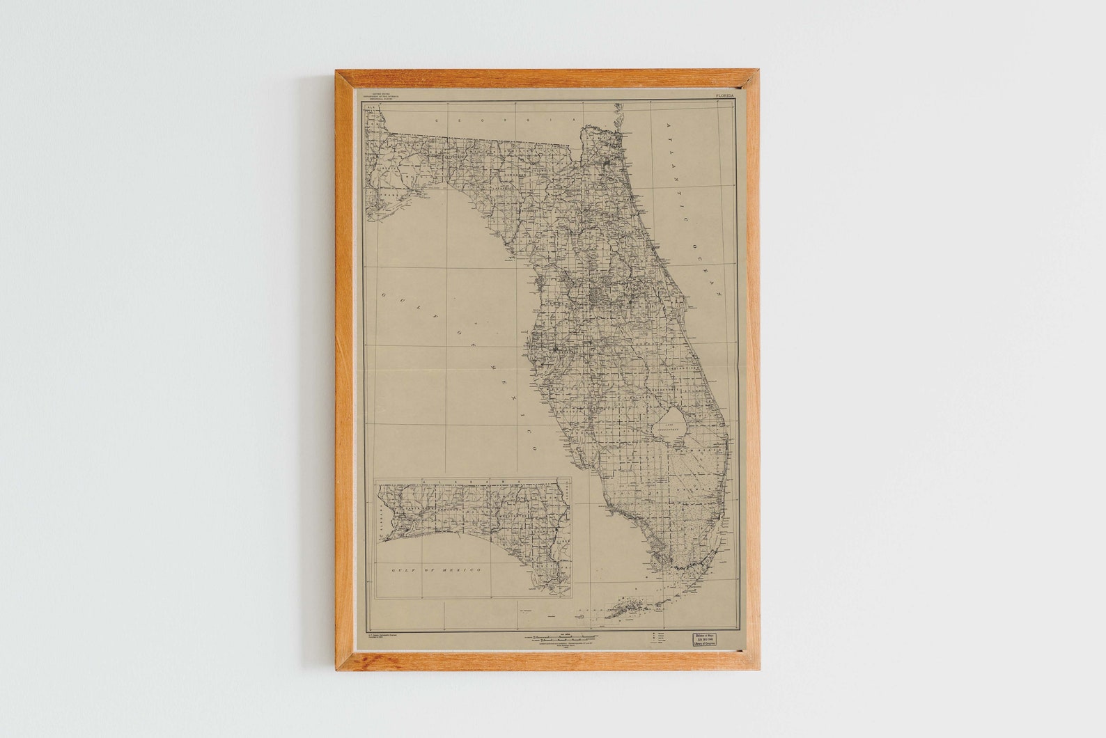 Old Map of Florida-1940 Vintage Map Print Florida Pictorial Map Old Map ...