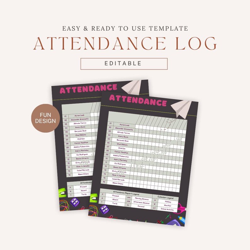Attendance Sheet Printable, Superteacher Worksheet, Bright Chalkboard ...