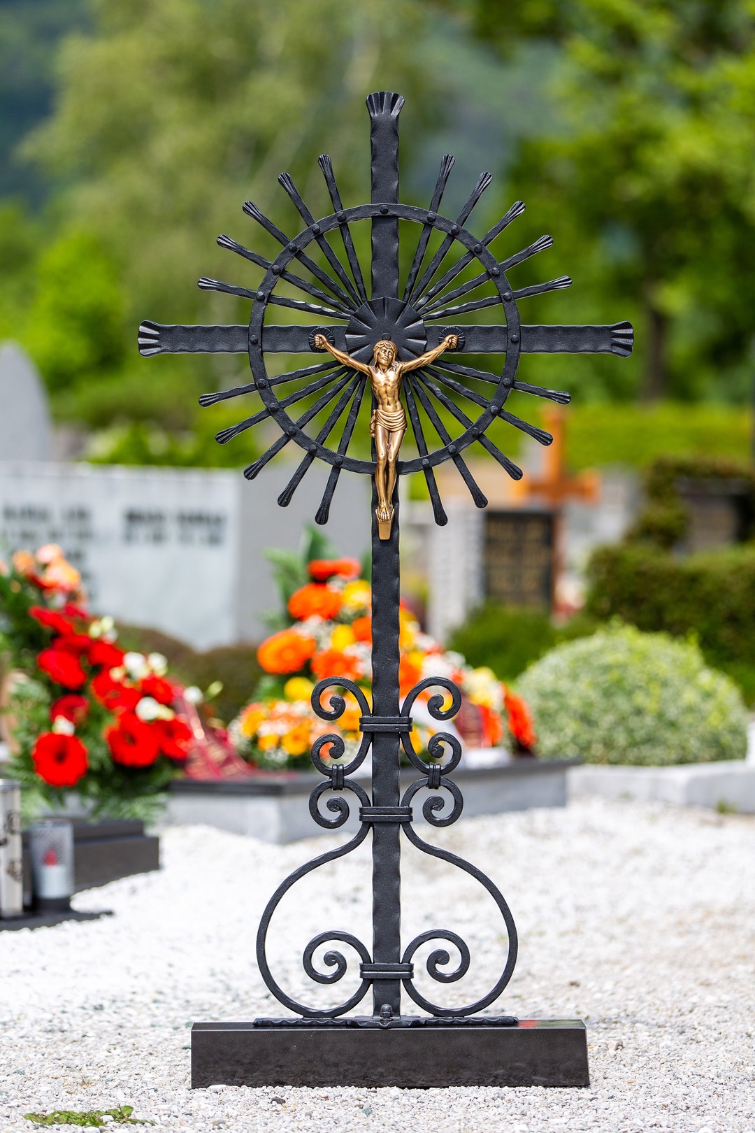 Forged Tombstone Cross/grave Cross/cemetery Cross With Jesus - Etsy