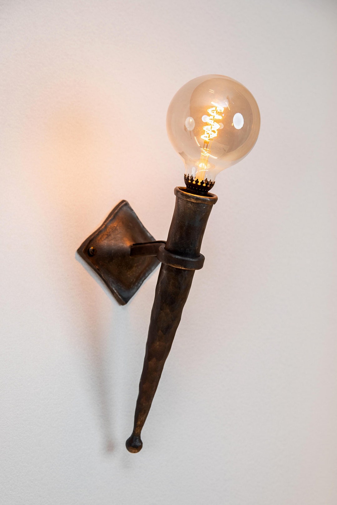 Hand Forged Wall Torch Lamp / Wall Lantern / Wall Sconce / Wall Light ...