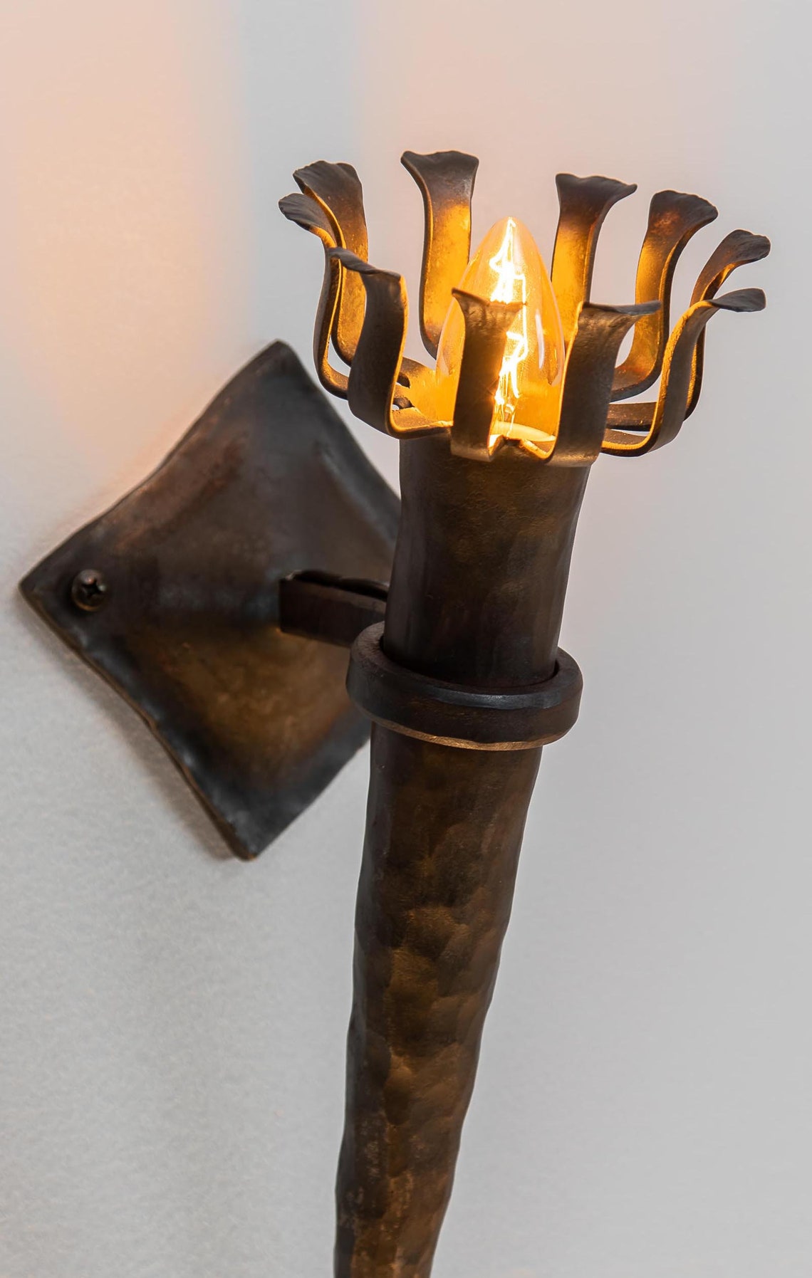 Hand Forged Wall Torch Lamp / Wall Lantern / Wall Sconce / - Etsy