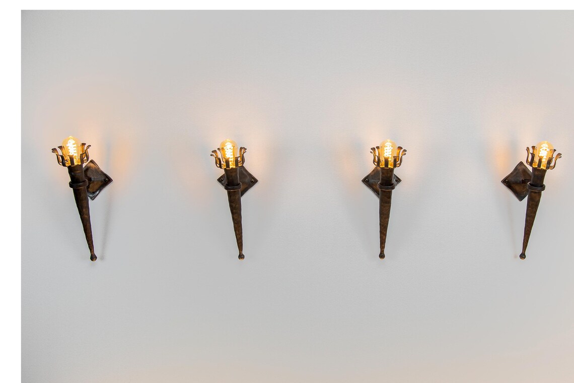 Hand Forged Wall Torch Lamp / Wall Lantern / Wall Sconce / - Etsy