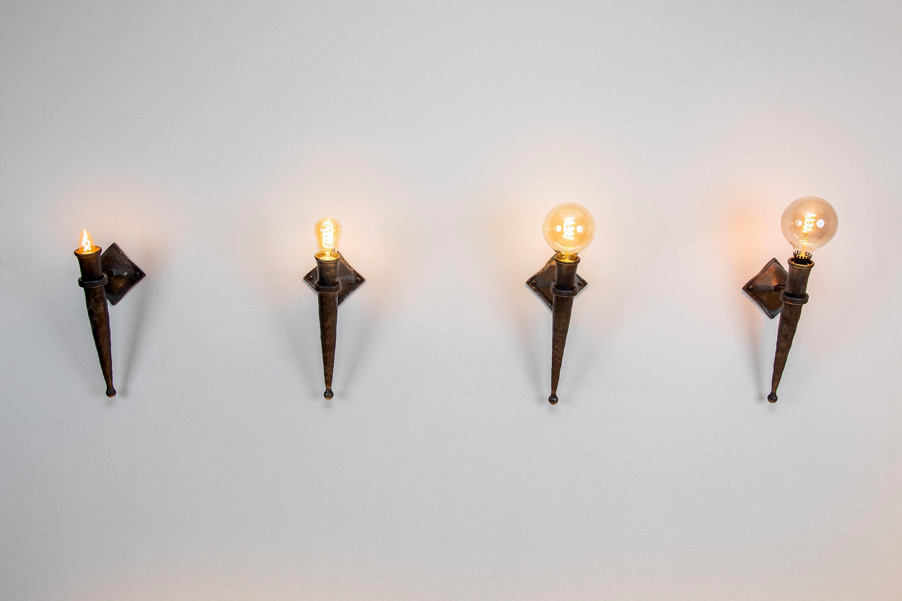 Hand Forged Wall Torch Lamp / Wall Lantern / Wall Sconce / Wall Light ...