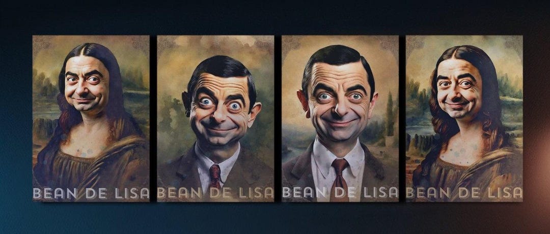 Mr. Bean Printable Wall Art Mona Lisa Parody Renaissance Mona Lisa Inspired Mr. Bean Art ...