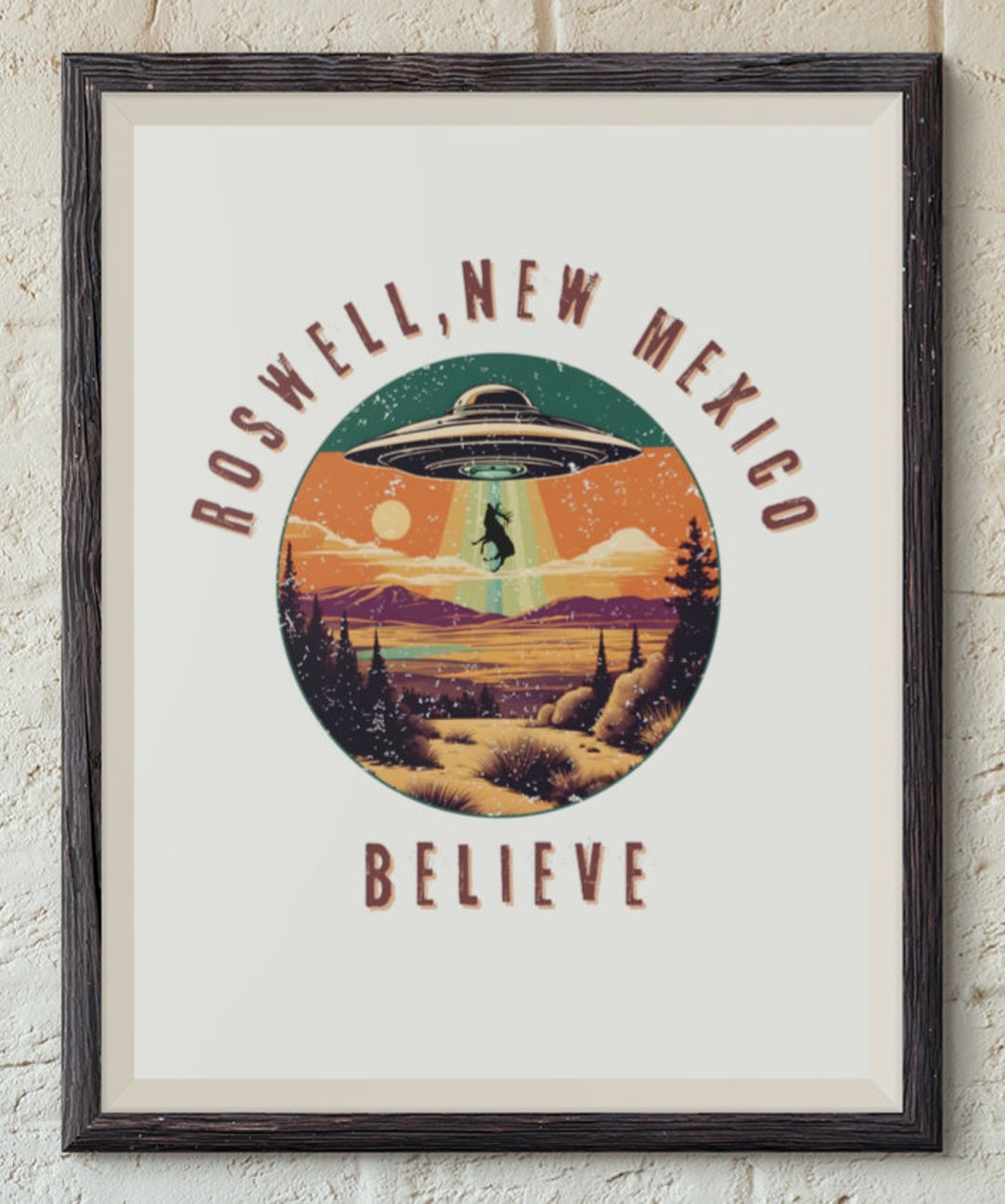 Roswell New Mexico UFO Printable Wall Art, Funny Alien UFO Abduction ...