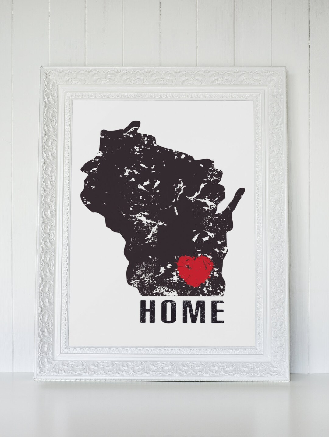 Wisconsin State Home Heart Love Digital Wall Art , Wisconsin Heart Love ...