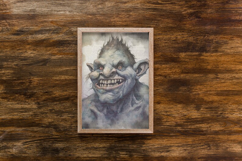 Dark Gothic Horror Troll Watercolor Themed Dictionary Printable Digital ...