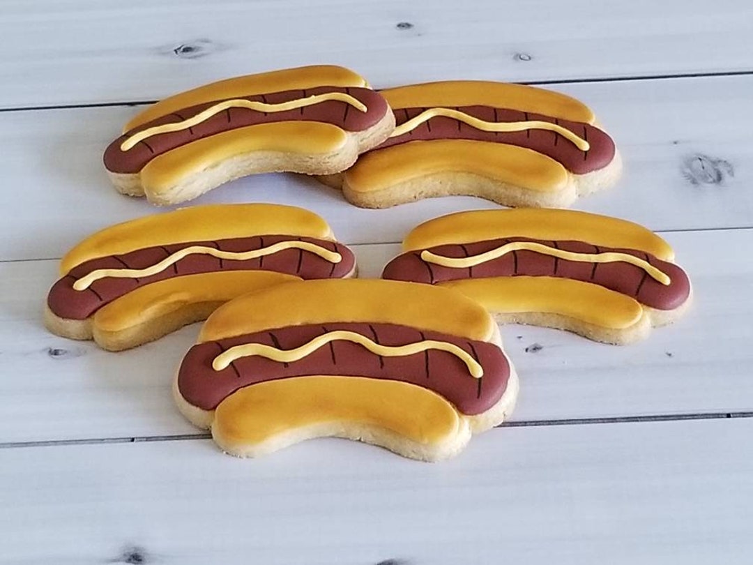 Hot Dog Cookies, Food Theme Cookies, Father’s Day Gift, Cookout Cookies ...