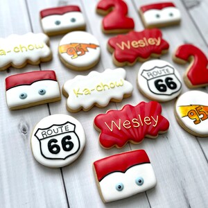 2 Dozen Cars Theme Cookies, Lightening Mcqueen Cookies, Route 66 Theme ...