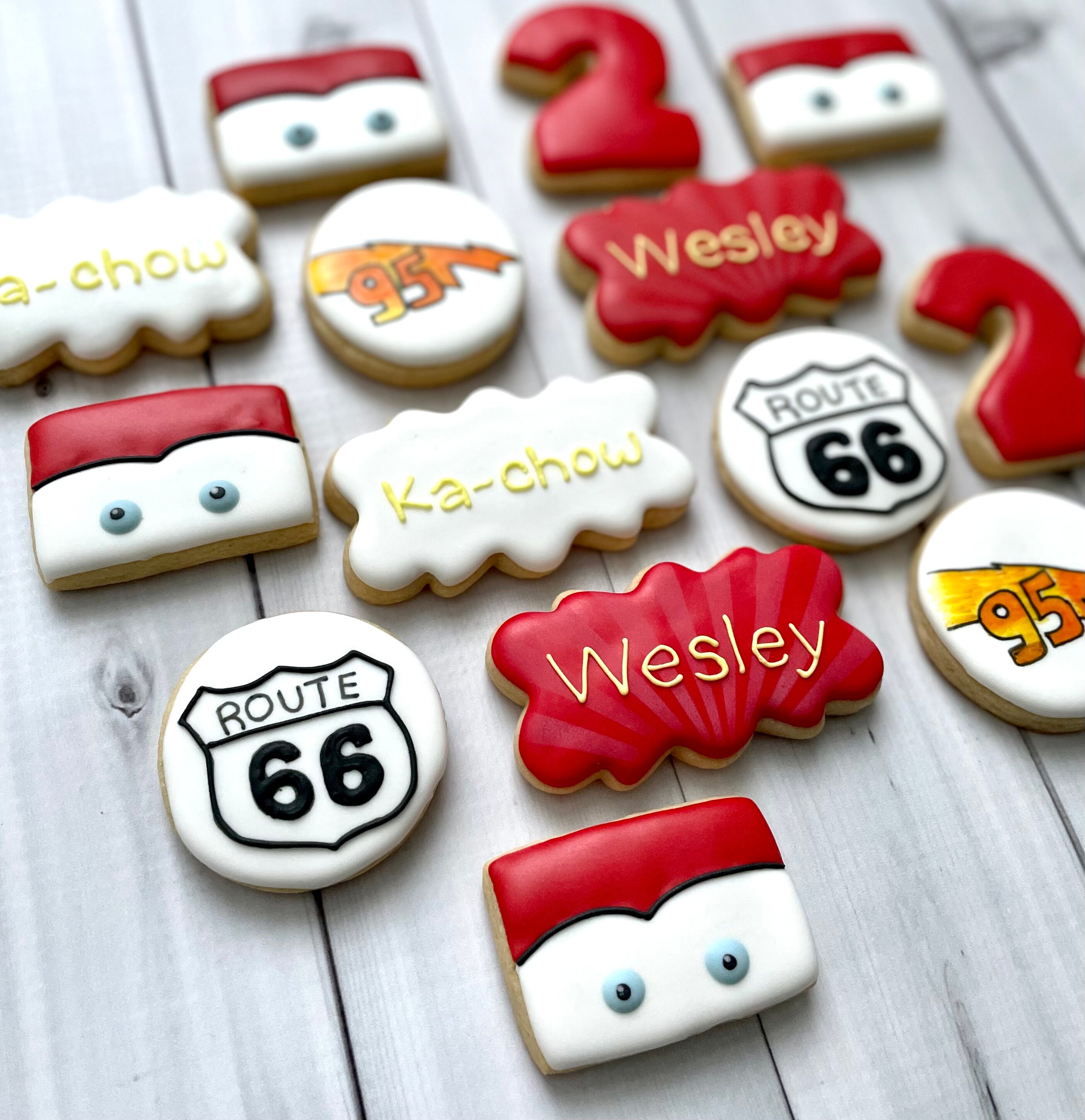 2 Dozen Cars Theme Cookies, Lightening Mcqueen Cookies, Route 66 Theme ...