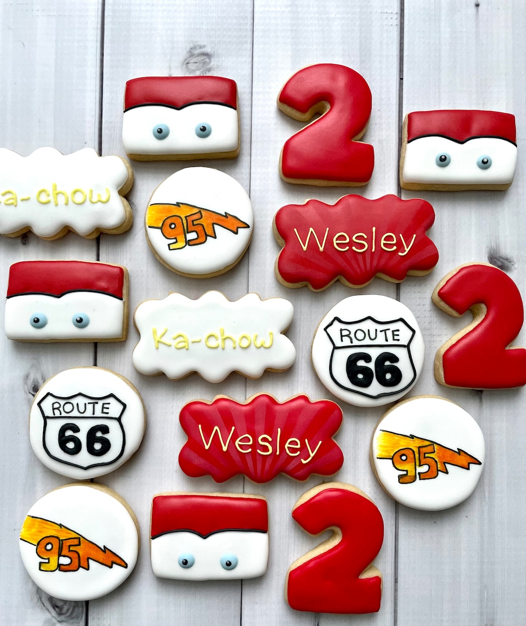 2 Dozen Cars Theme Cookies, Lightening Mcqueen Cookies, Route 66 Theme ...