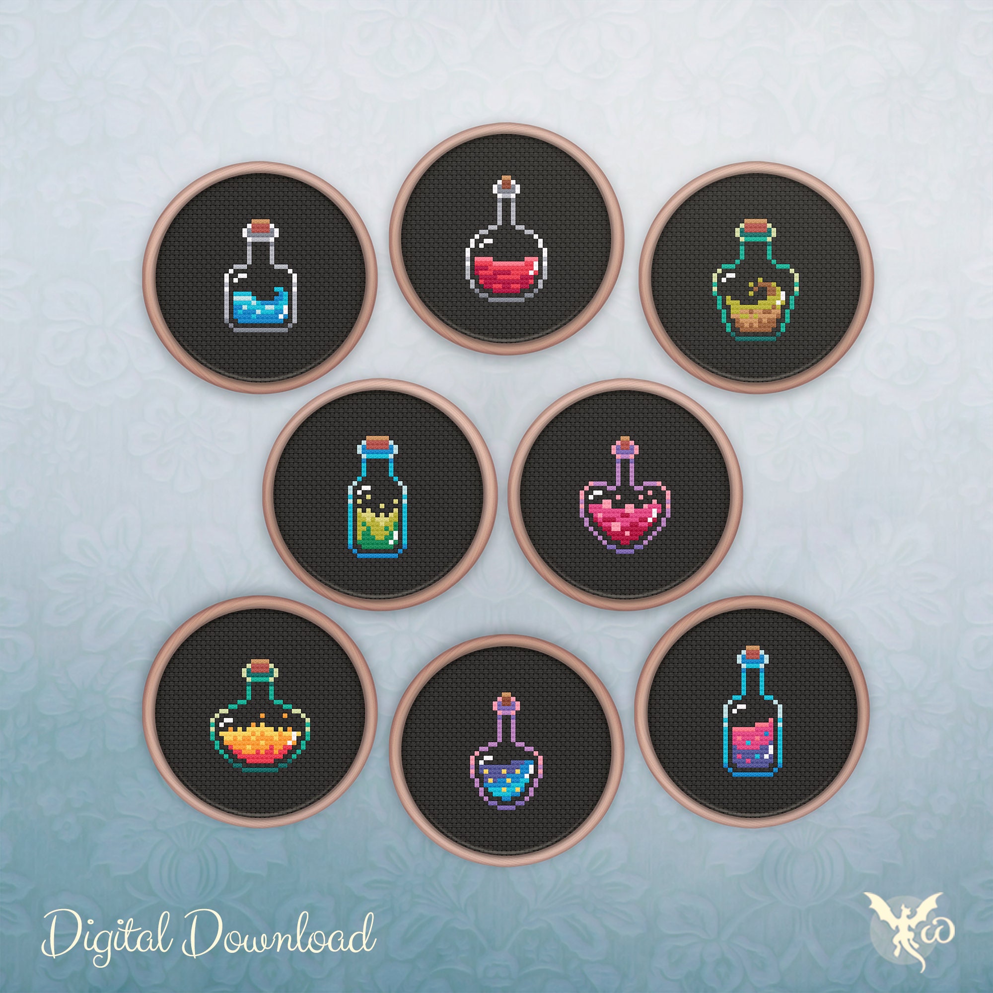 Magic Potion Cross Stitch Pattern Set Mini Cross Stitch - Etsy