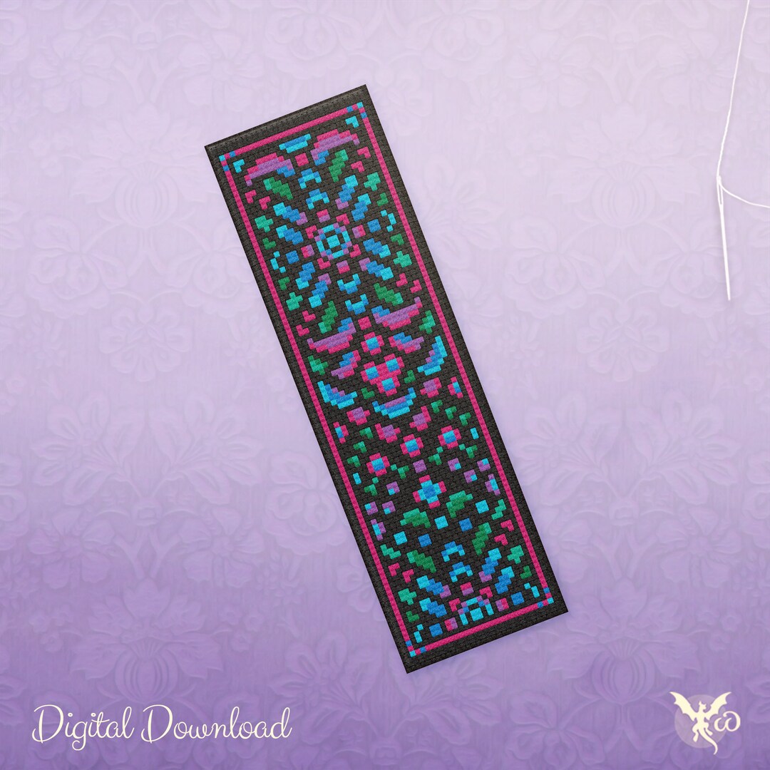 Floral Cross Stitch Bookmark Pattern • Flower Bookmark Cross Stitch ...
