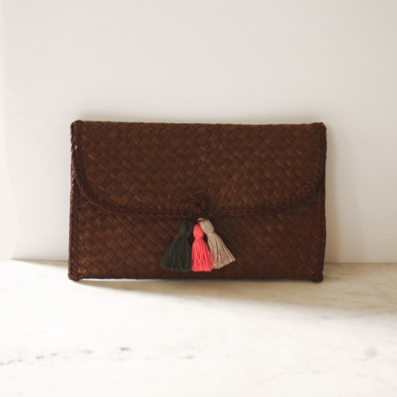 Vintage Woven Clutch with Tassels | Etsy