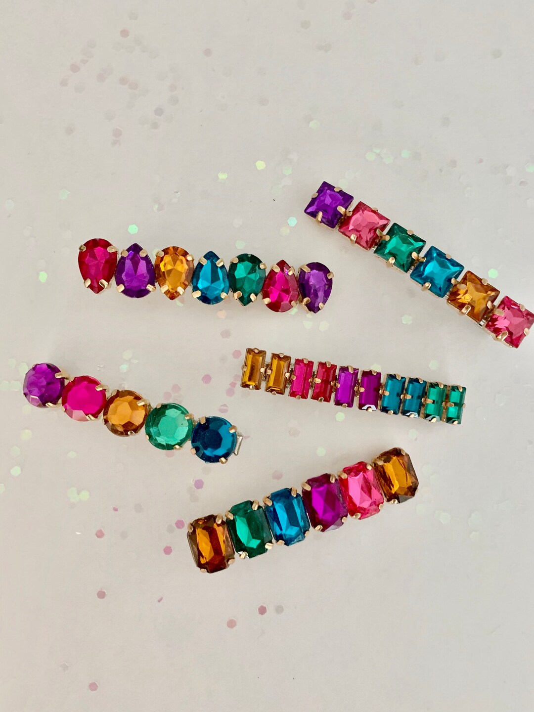 Rainbow Jewel Alligator Hair Clip: Colorful Gem Hair Accessory - Etsy