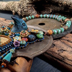 Chroma Crow Flying Above the Chaos - Bead Embroidery Necklace With ...