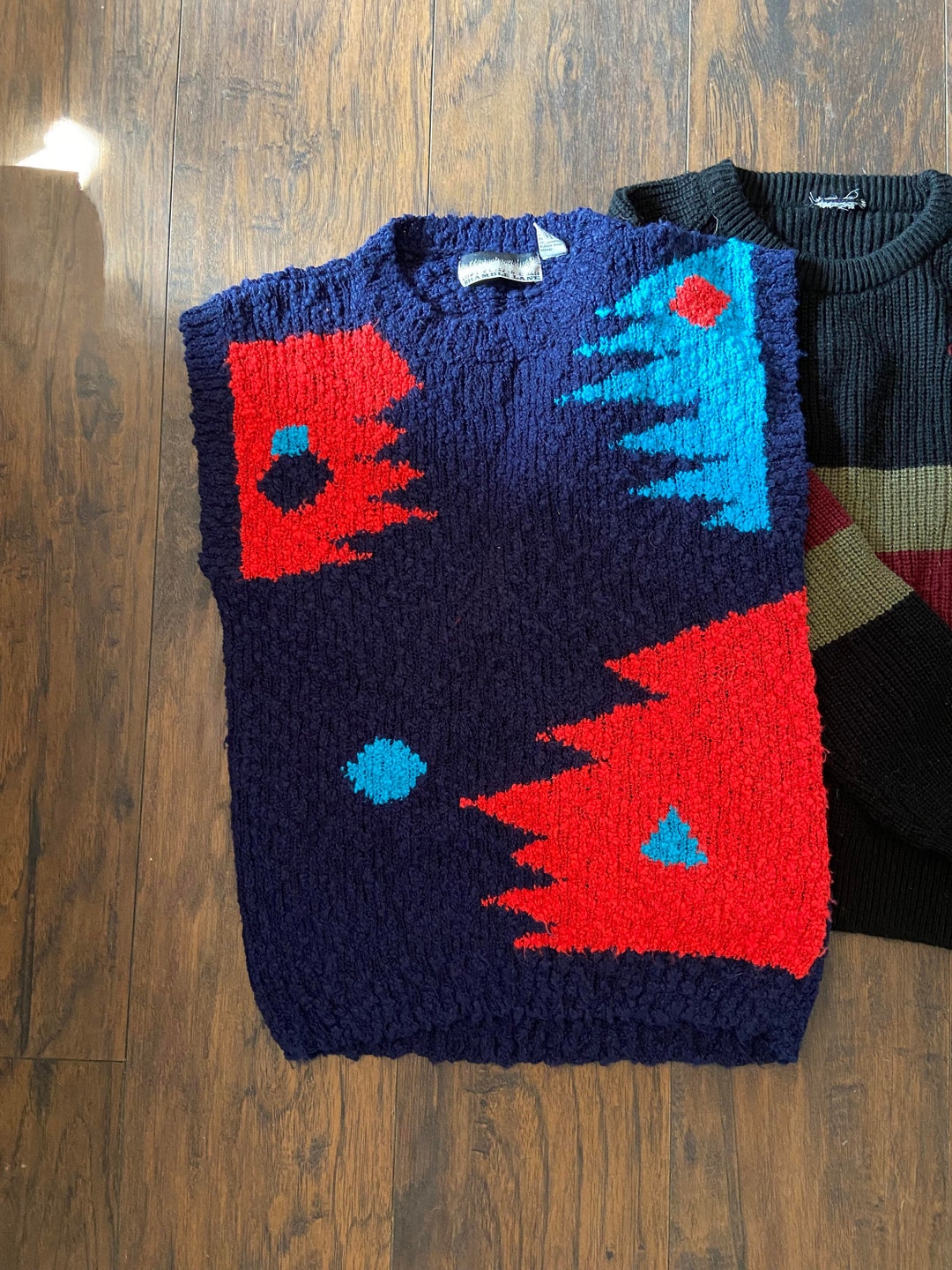 Two Vintage Sweaters 1980s 1970s Embroidered Funky Winter - Etsy