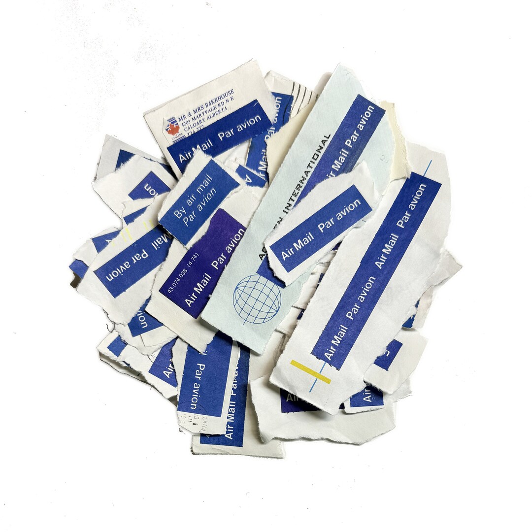 Used Vintage Airmail Labels and Preprinted Labels, Approximately 35 ...