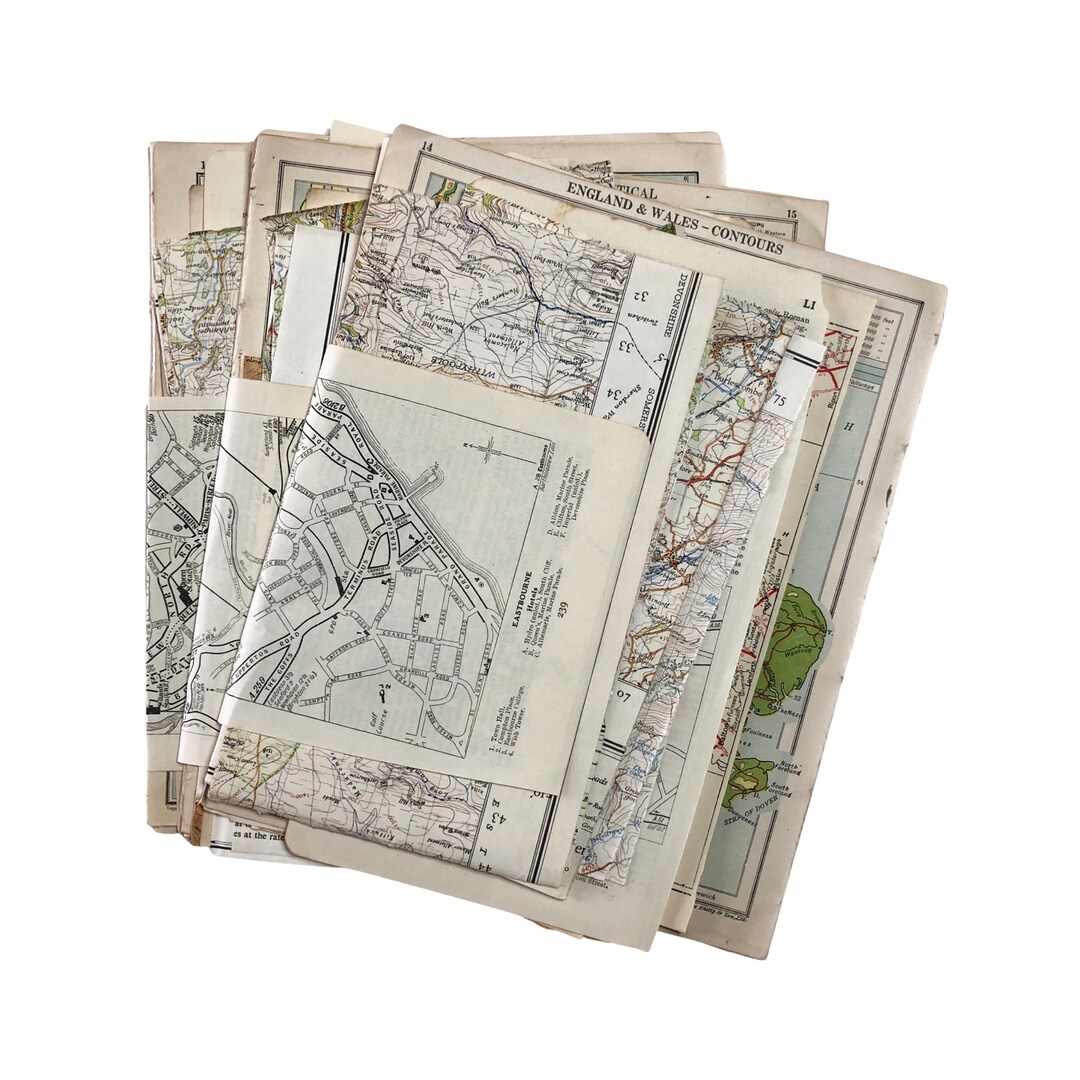 Map Pieces Pack, Antique and Vintage Map Sections and Pages, 30 Pieces ...