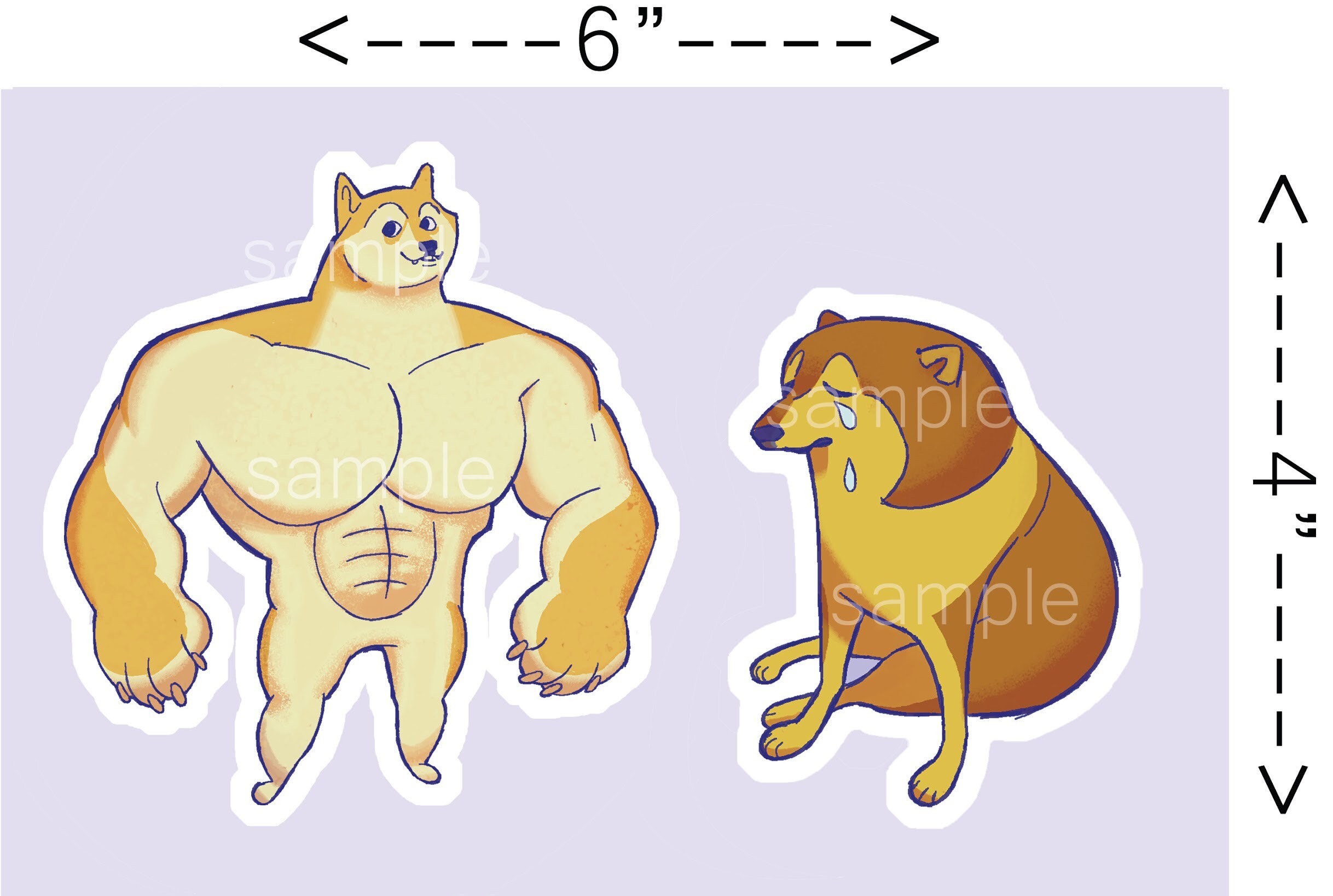 SWOLE DOG and crying cheems meme vinyl sticker sheet | Etsy