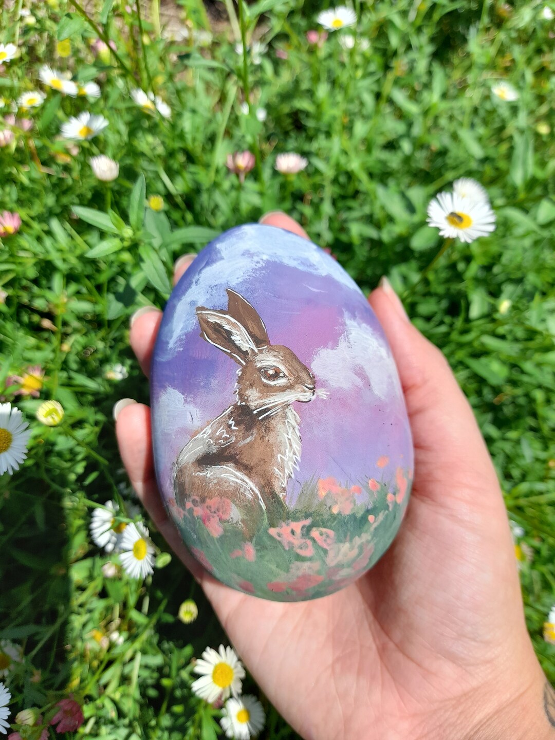 Large Ostara Rabbit Egg ORIGINAL PAINTING - Etsy